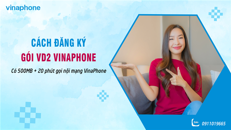 Đăng ký gói cước VD2 Vinaphone 2K có 500MB và Free gọi nội mạng