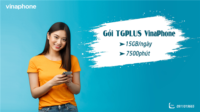 Gói cước TGPLUS VinaPhone ưu đãi 15GB/ngày, 7500 phút